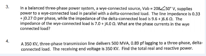 Solved In a balanced three-phase power system, a | Chegg.com
