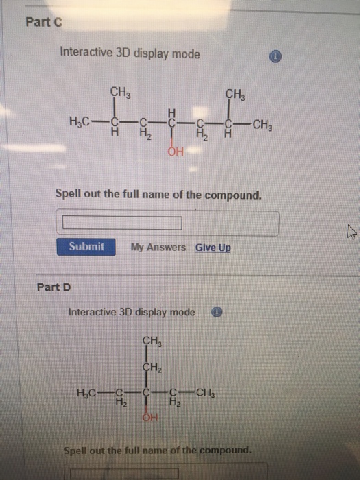 Solved Part D Interactive 3D display mode H2 H2H2 H2 Spell | Chegg.com