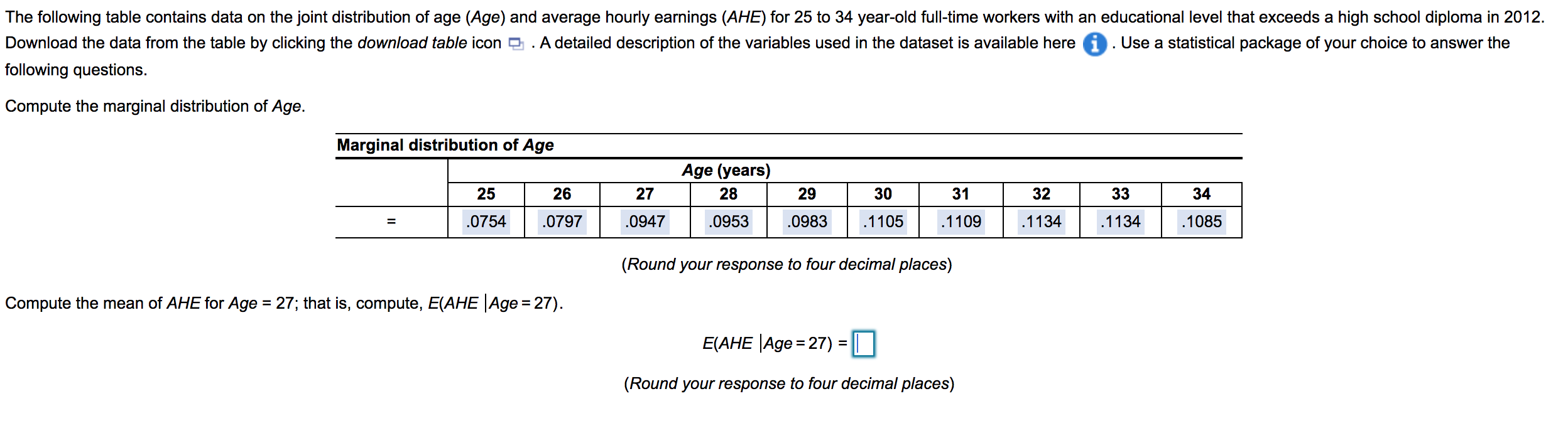 Solved The following table contains data on the joint | Chegg.com