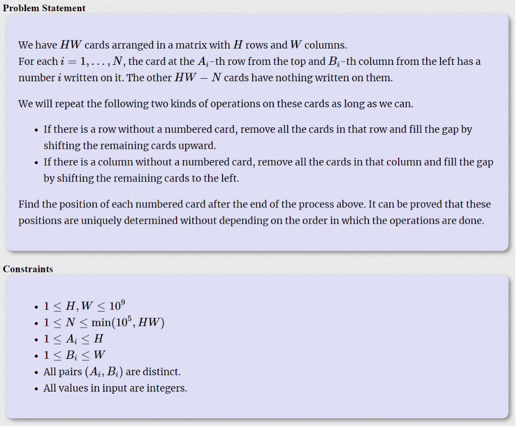 Solved Problem Statement We have HW cards arranged in a | Chegg.com