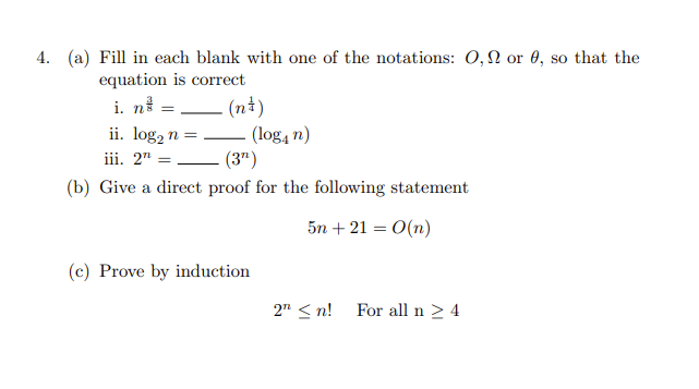 Solved 4. (a) Fill in each blank with one of the notations: | Chegg.com
