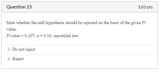 Solved Question 15 3.03 pts State whether the null | Chegg.com