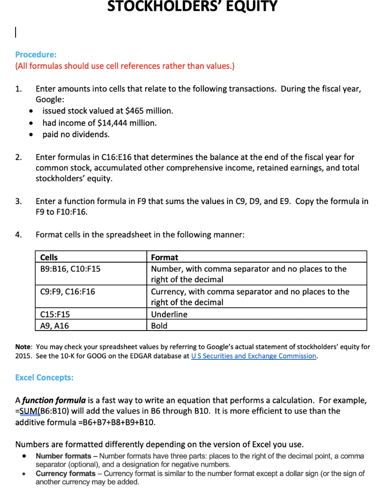 Google STATEMENT OF STOCKHOLDERS' EQUITY Total | Chegg.com