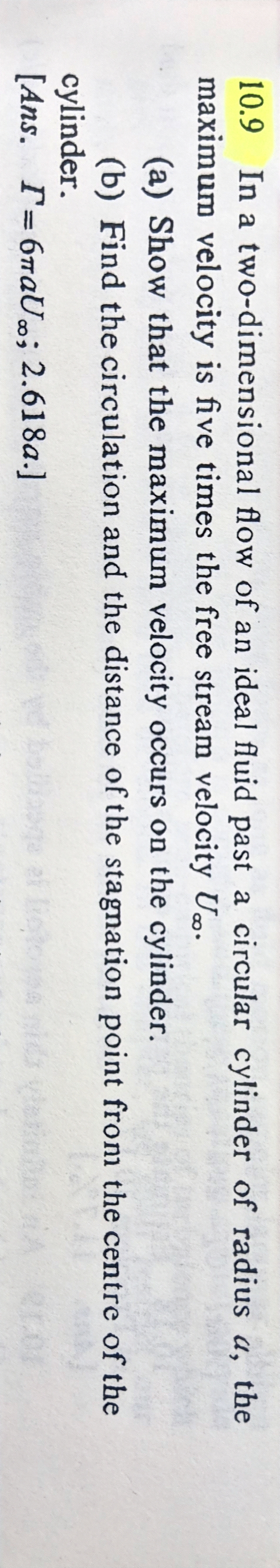 Solved in ﻿a two - ﻿dimensional flow of an ﻿ideal fluid past | Chegg.com