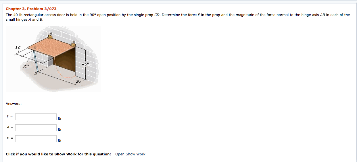 Solved Chapter 3, Problem 3/073 The 40-lb rectangular access | Chegg.com