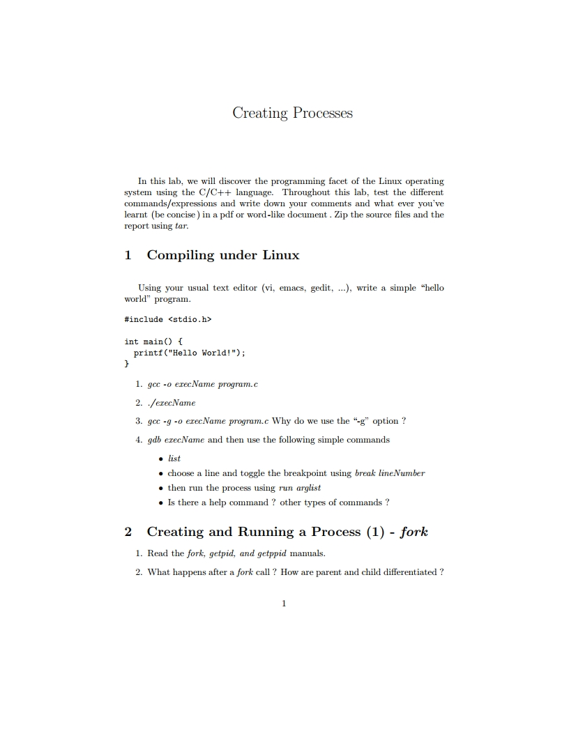 Solved Creating Processes In this lab, we will discover the | Chegg.com