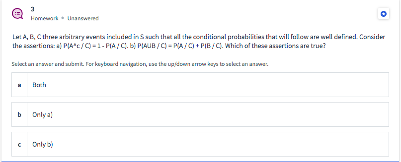 Solved 3 Homework. Unanswered Let A, B, C three arbitrary | Chegg.com
