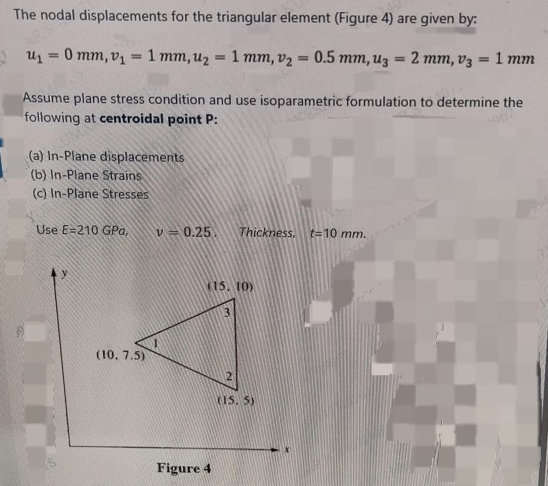 Solved The nodal displacements for the triangular element | Chegg.com