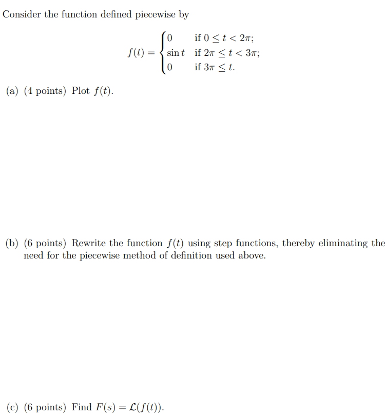 Solved Consider the function defined piecewise by 0 if 0 | Chegg.com