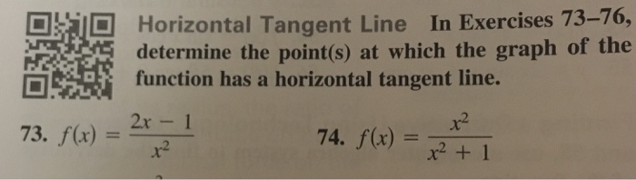 Solved Horizontal Tangent Line In Exercises 73-76, | Chegg.com