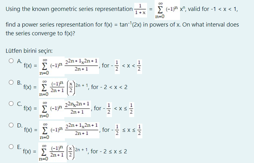 Solved 1 1 11 Using the known geometric series | Chegg.com