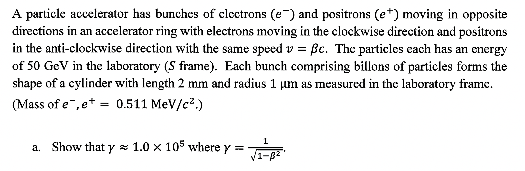 Solved A particle accelerator has bunches of electrons | Chegg.com