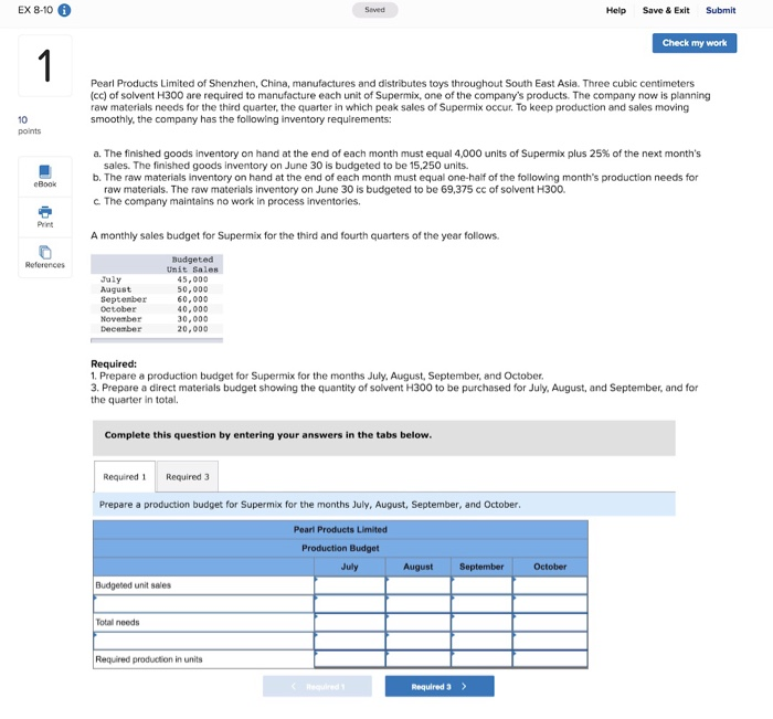 Solved EX 8-10 6 Swed Help Save & Exit Submit Check my work | Chegg.com