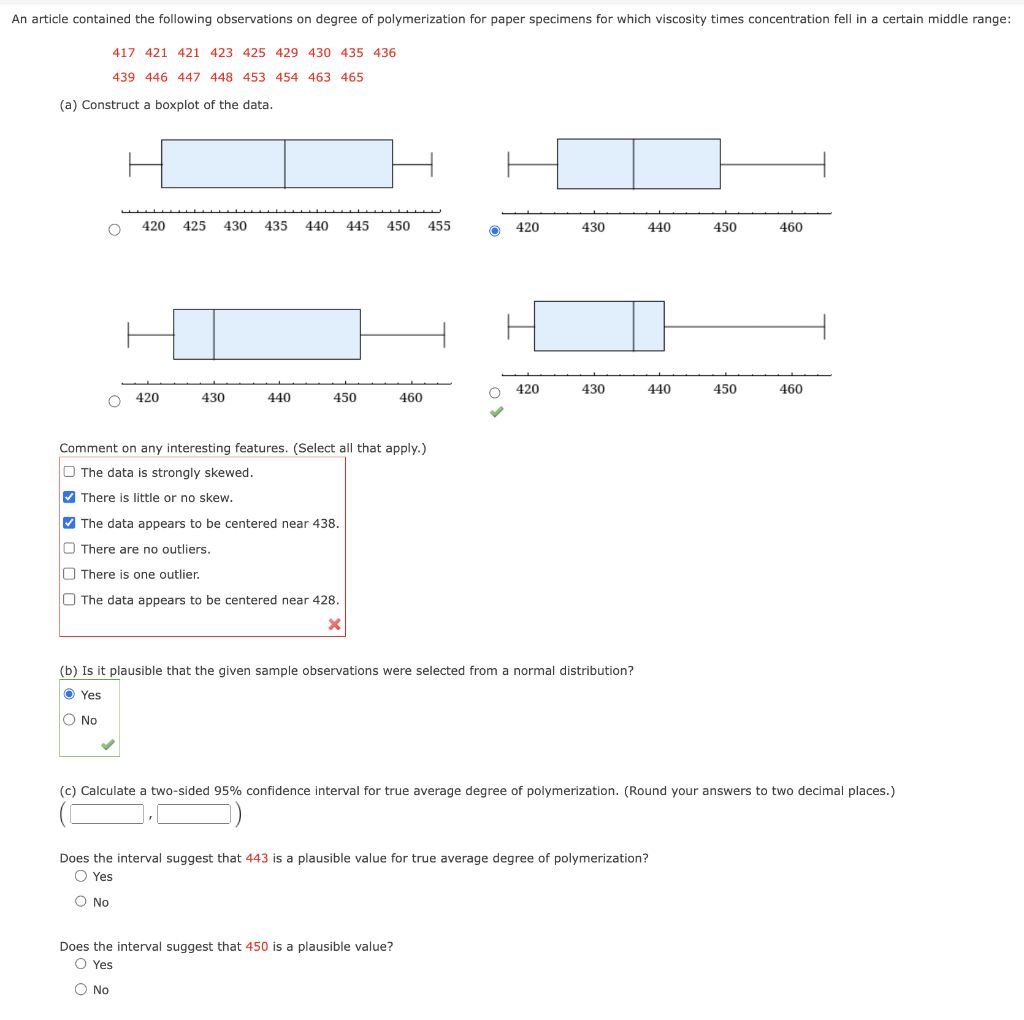 Solved (a) Construct a boxplot of the data. Comment on any | Chegg.com