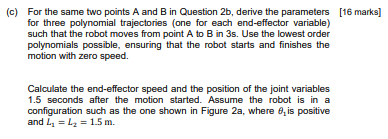 Solved b) Assume the robot moves from point A to B with the | Chegg.com