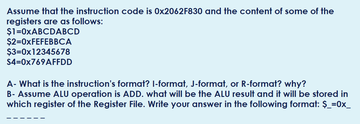 Solved Assume that the instruction code is 0x2062F830 and | Chegg.com