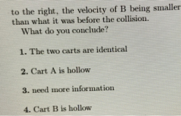 Solved 009 10.0 points You are given two carts, A and B. | Chegg.com