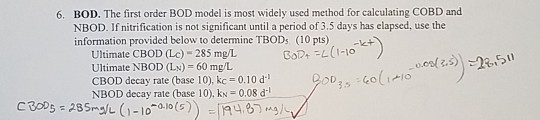 Solved BOD. The first order BOD model is most widely used | Chegg.com