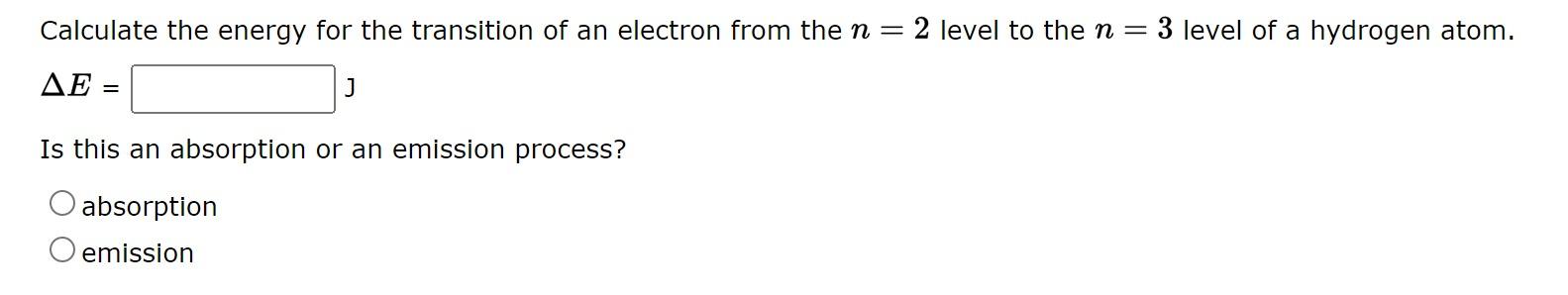 Solved Calculate the energy for the transition of an | Chegg.com
