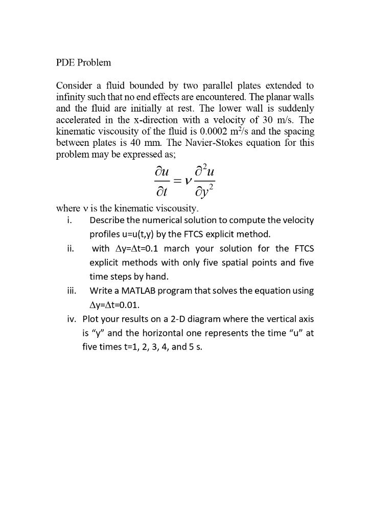 PDE Problem Consider a fluid bounded by two parallel | Chegg.com