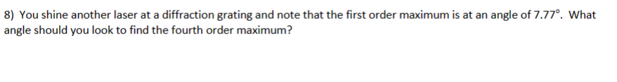 Solved You shine another laser at a diffraction grating and | Chegg.com