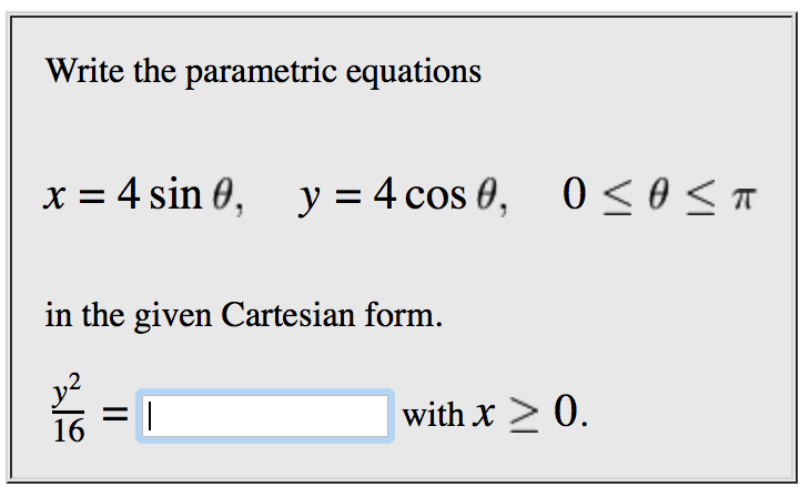 Solved Write the parametric equations in the given Cartesian | Chegg.com