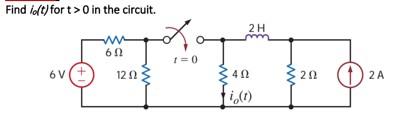 Solved Find io(t) for t>0 in the circuit. | Chegg.com