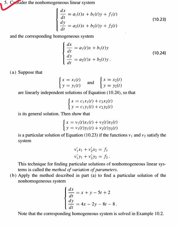 Solved 5. C nisider the nonhomogeneous linear system | Chegg.com