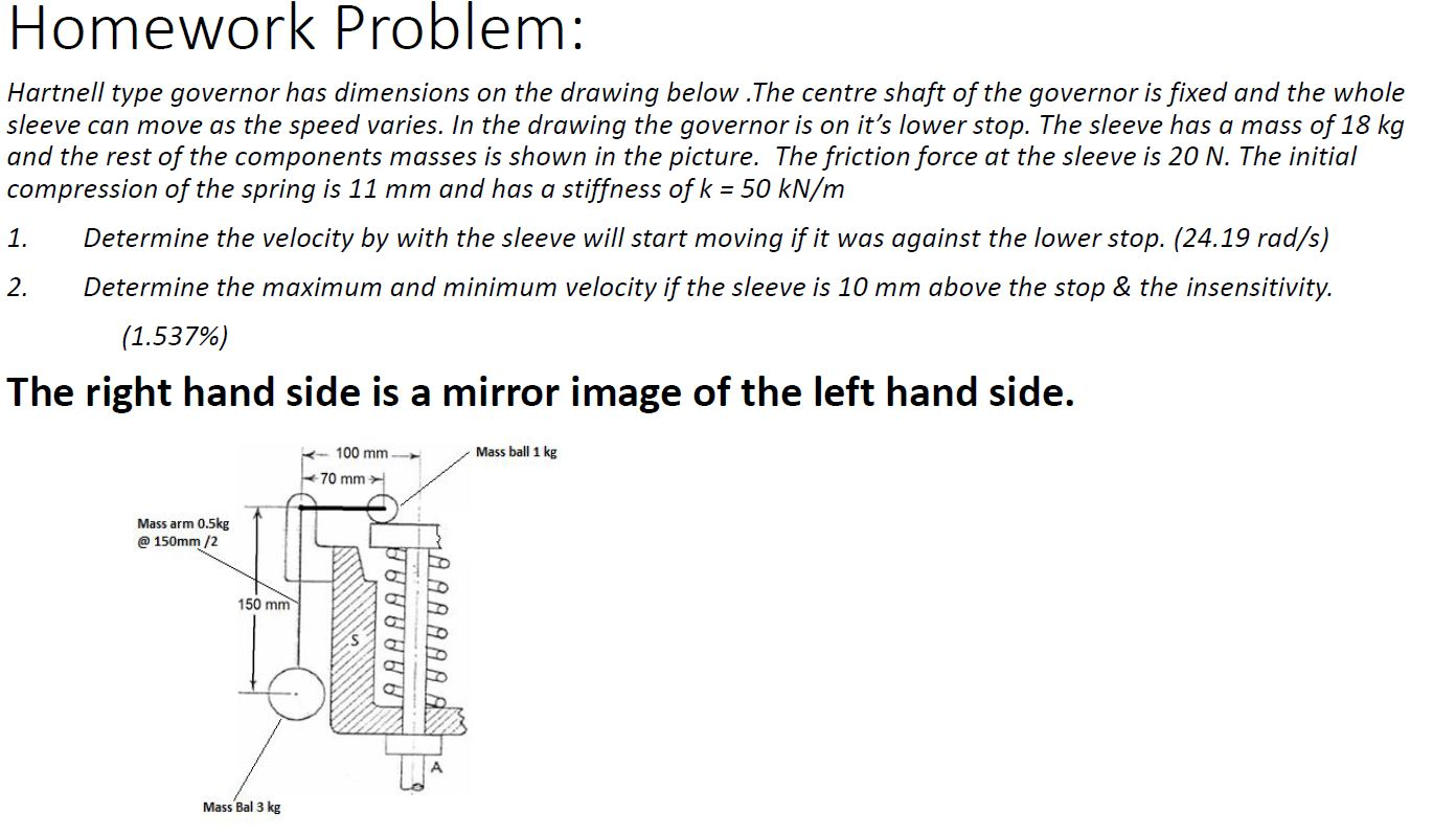 Solved Homework Problem: Hartnell type governor has | Chegg.com