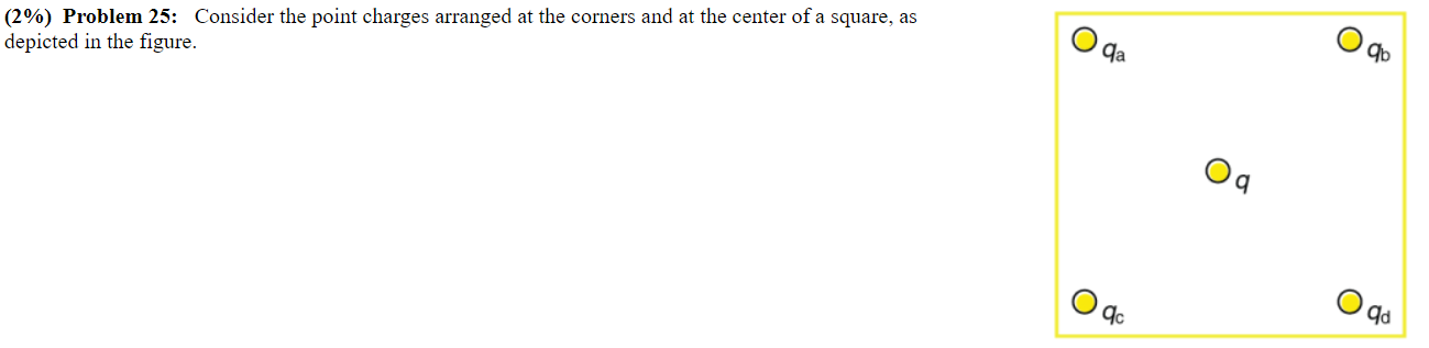 Solved (2\%) Problem 25: Consider the point charges arranged | Chegg.com