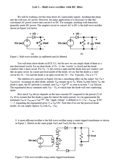 Solved Please help with question 3.Lab 1 - ﻿Half-wave | Chegg.com