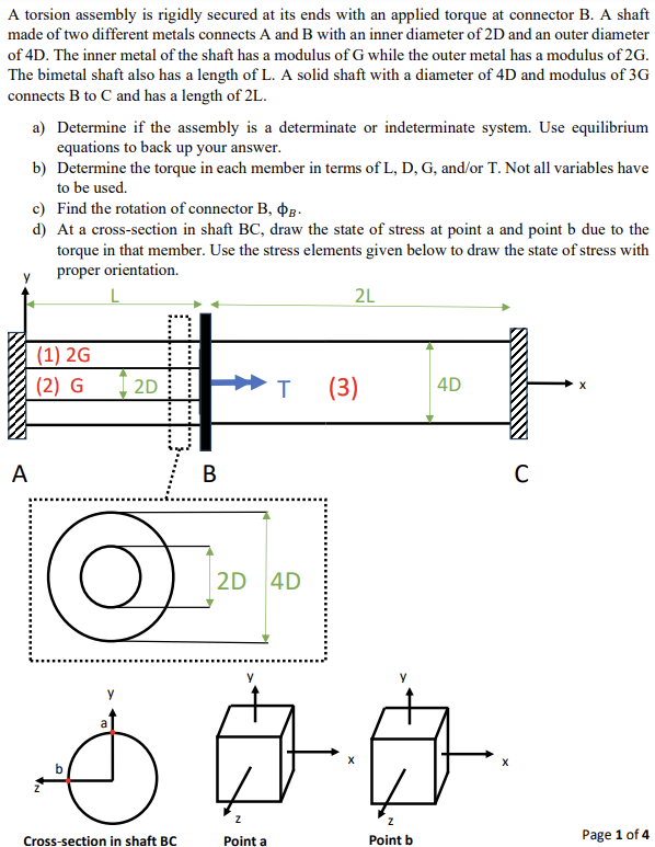 Solved A torsion assembly is rigidly secured at its ends | Chegg.com
