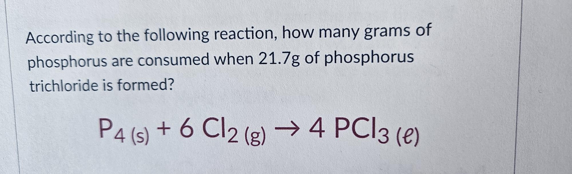 Solved According to the following reaction, how many grams | Chegg.com