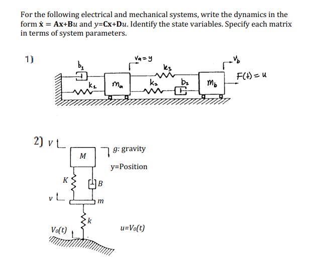 Solved For the following electrical and mechanical systems, | Chegg.com