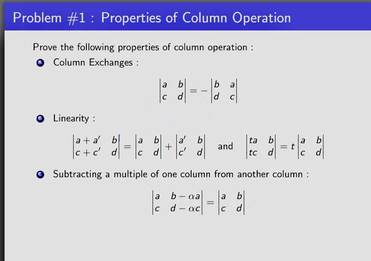 Solved Prove the following properties of column operation : | Chegg.com