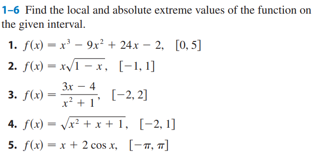 Solved Find the local and absolute ﻿extreme values of ﻿the | Chegg.com