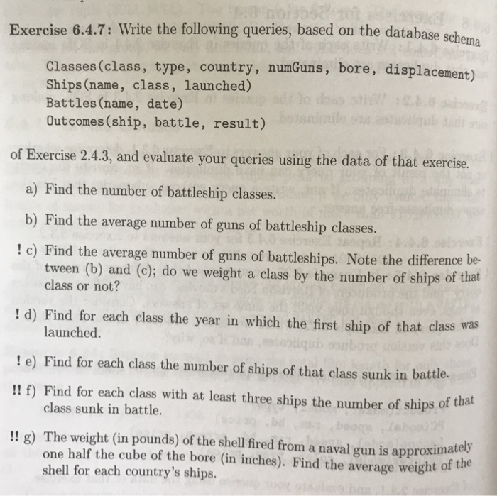 Solved Exercise 6.4.7: Write the following queries, based on | Chegg.com
