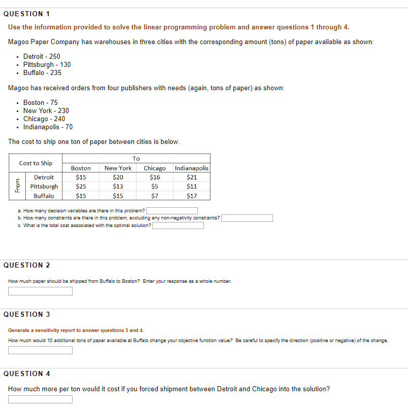 Solved QUESTION 1 Use the information provided to solve the | Chegg.com