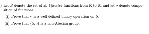 Solved Let S denote the set of all bijective functions from | Chegg.com