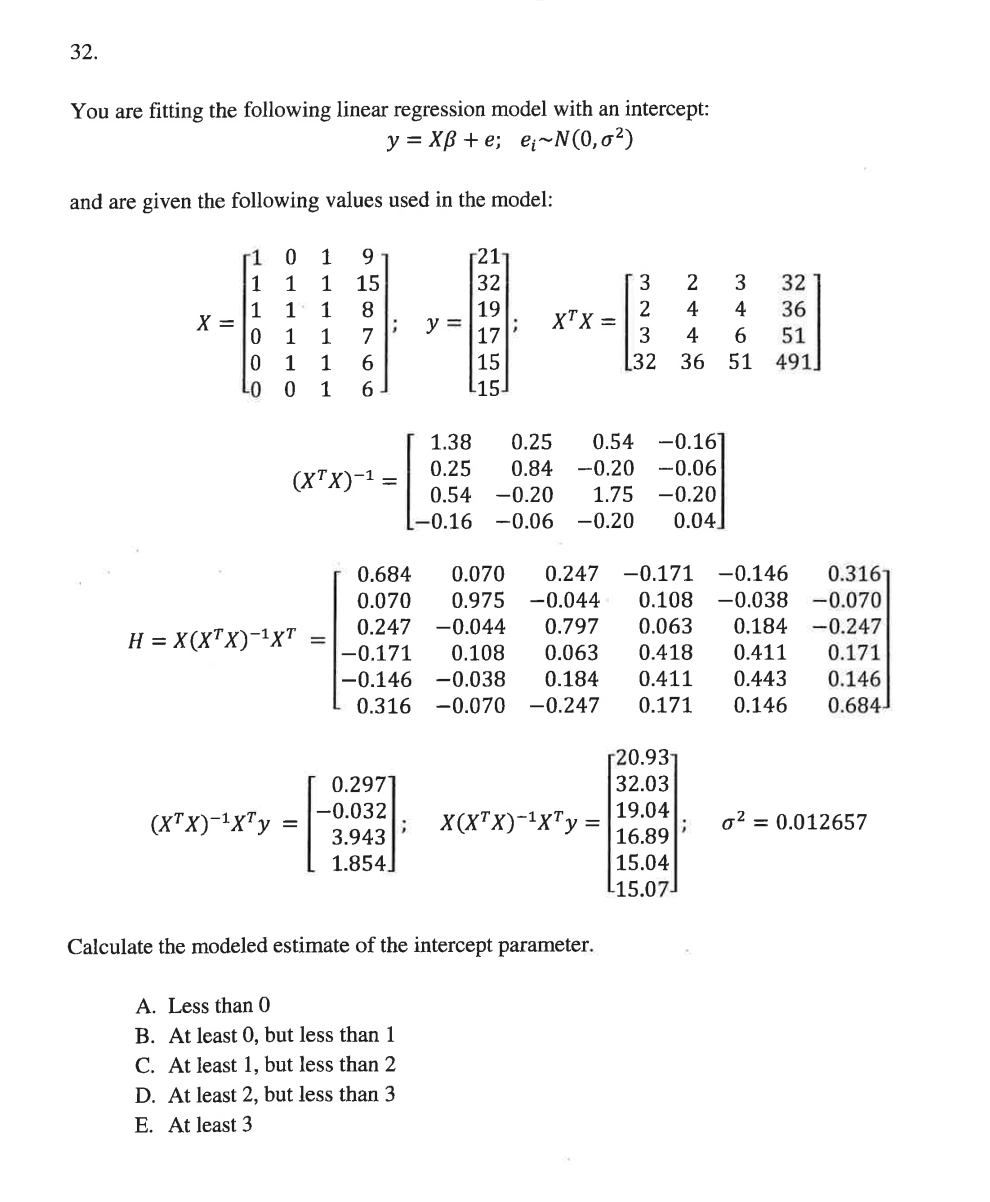 32. You are fitting the following linear regression | Chegg.com