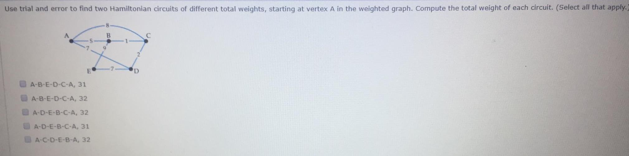 Use trial and error to find two Hamiltonian circuits | Chegg.com