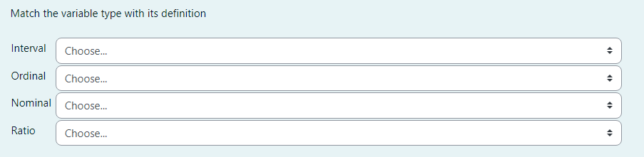 Solved Match the variable type with its | Chegg.com
