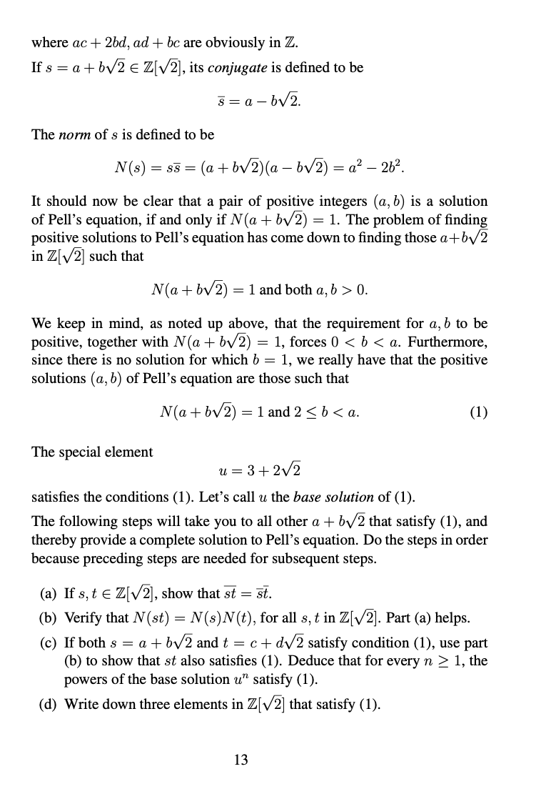 Solved 12. The Diophantine equation x2−2y2=1 for integers | Chegg.com