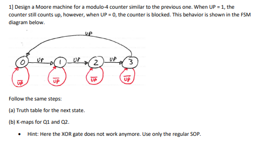 Solved 1] Design a Moore machine for a modulo-4 counter | Chegg.com