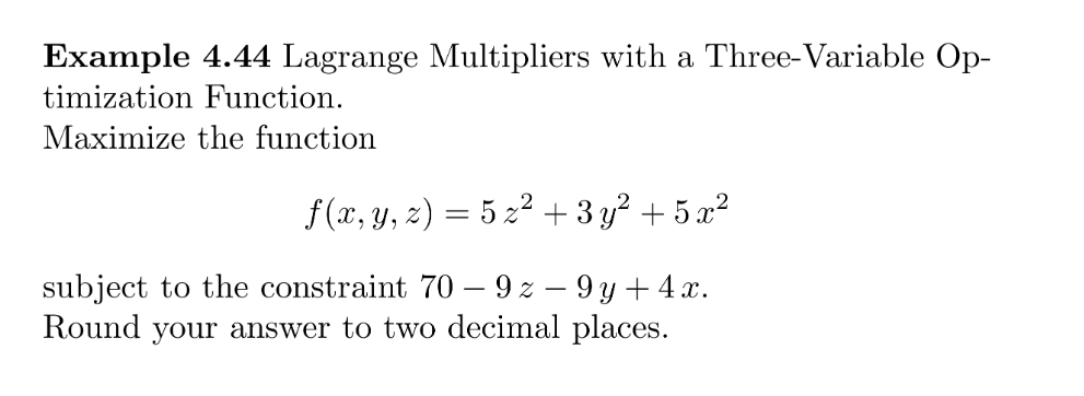 Solved Example 4.44 Lagrange Multipliers with a | Chegg.com