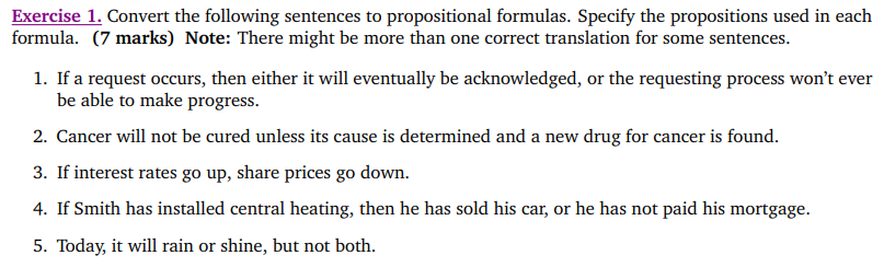 Solved Exercise 1. Convert the following sentences to | Chegg.com