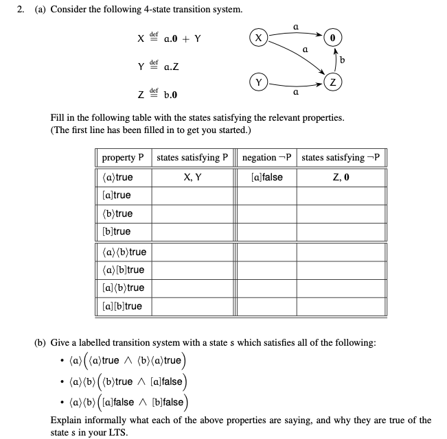 Solved 2. (a) Consider the following 4-state transition | Chegg.com