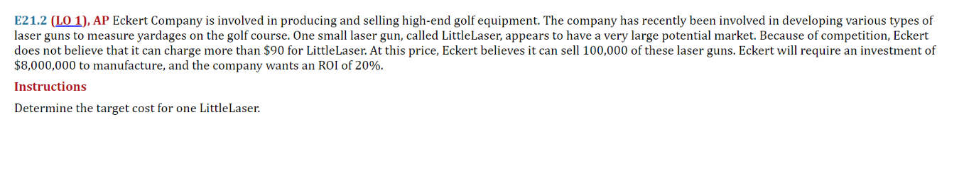 Solved E21.2 ( LO 1 1) , AP Eckert Company is involved in | Chegg.com