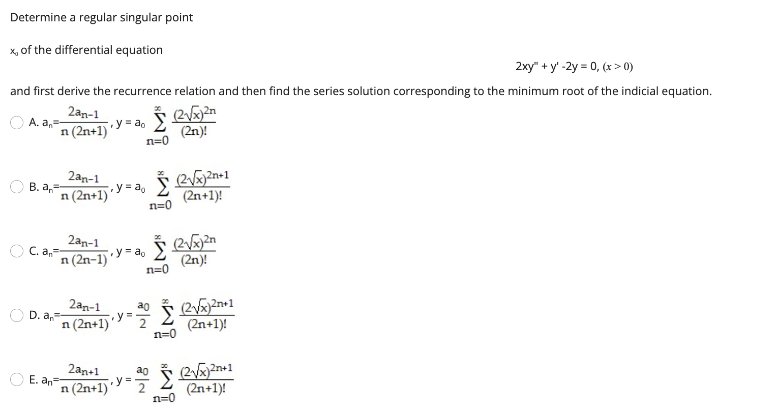 Solved Determine a regular singular point x0 of the | Chegg.com