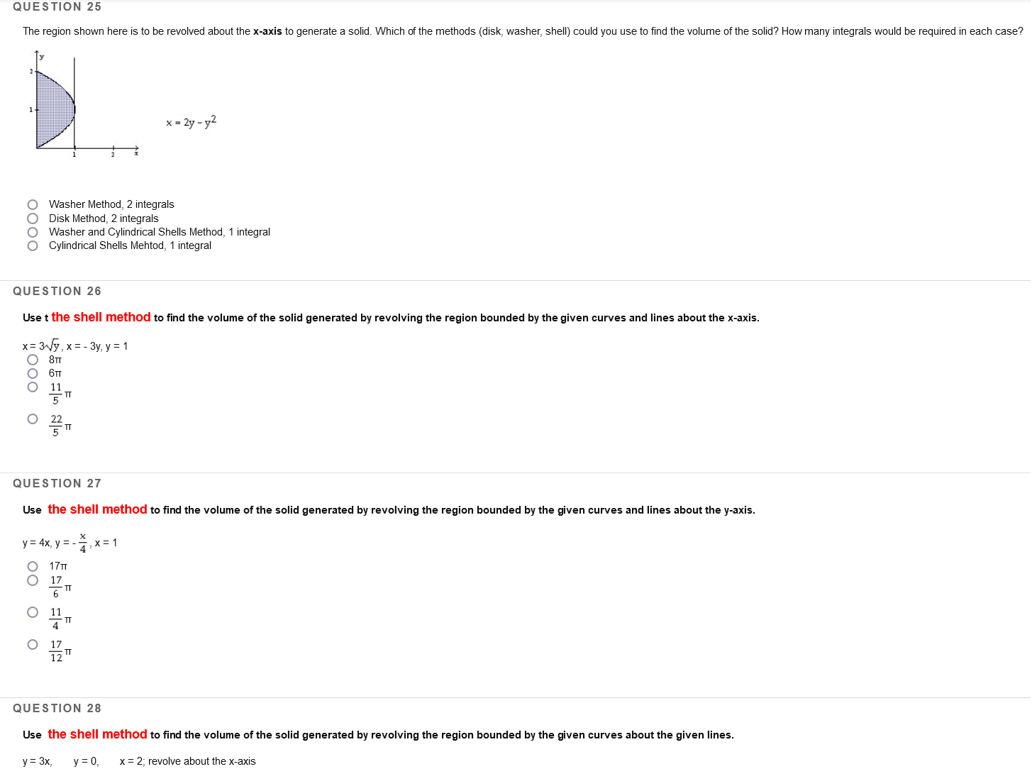 Solved Use the shell method to find the volume of the solid | Chegg.com